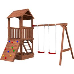 Palmako Kinder Spielturm "JESPER SET 3", braun, Holzwerkstoff, B:361cm H:314cm T:304cm, Spielt&uuml;rme, BxTxH: 361x304x314 cm