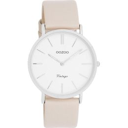 Oozoo Damen Quarzuhr, beige, Armbanduhren, Armbanduhr, Damenuhr, Lederarmband, analog