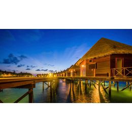 papermoon Fototapete "Maledive Bungalows", B/L: 4m x 2,6m, Bahnen: 8 Stk., bunt, Schlafzimmer, Tapeten
