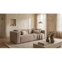 3-Sitzer OTTO HOME, B:222cm H:73cm T:93cm, beige, 100% Polyester, Sofas, "Kelani", mit dekorativer Knopfsteppung an den Armlehnen