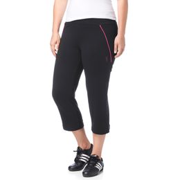 Venice Beach Damen Sporthose, schwarz, Gr. 42, unifarben mit Farbeinsatz, Obermaterial: 95% Baumwolle, 5% Elasthan, Hosen, Gro&szlig;e Gr&ouml;&szlig;en