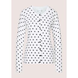 Madeleine Mode MADELEINE Damen Strickjacke "Cardigan Langarm Strickjacke mit Knopfleiste, Punktmuster", wei&szlig;, Modern, Gr. 34, Obermaterial: 71% Viskose CV. 29%