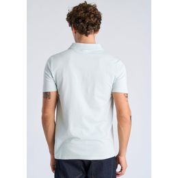 Poloshirt LINDBERGH "Poloshirt Relaxed Fit", Herren, Gr. L, pastel blau, Obermaterial: 95% Baumwolle, 5% Elasthan, unifarben, l&auml;ssig geschnitten, V-Ausschnitt, Shirts