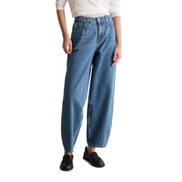 Marc O'Polo High-waist-Jeans MARC O'POLO DENIM, Damen, Gr. 27, L&auml;nge 32, medium blau, Denim/Jeans, Obermaterial: 100% Baumwolle, Jeans High-Waist-Jeans, Hohe Leibh&ouml;he, Barrel Leg