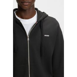 Hugo Herren Kapuzensweatjacke, schwarz, Gr. S, unifarben, Sweatware, Obermaterial: 100% Baumwolle, Sweatjacken, Relaxed Fit, Kapuze, Taschen