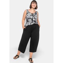 Damen 3/4-Hose, schwarz, Gr. 42, unifarben, 95% Viskose, 5% Elasthan, Hosen