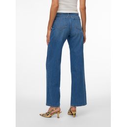 V&eacute;ro Moda VERO MODA Damen High-waist-Jeans "VMVEGA HR WIDE DENIM JEANS SI392 NOOS", blau, Gr. 26, unifarben, Denim/Jeans, Obermaterial: 100% Baumwolle, Jeans,