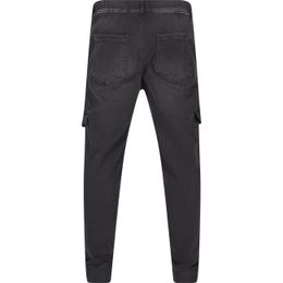 2Y Premium Herren Cargohose "2Y Premium Herren 2Y Basic Cargo Antifit Denim", schwarz, Gr. 32, unifarben, 97% Baumwolle, 3% Elasthan, Hosen