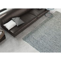 Teppich Calo-deluxe, B:160cm H:7mm L:230cm, grau, Baumwolle, Wohnzimmer, Teppiche, "Luba 433", reine Baumwolle, handgewebt, Wohnzimmer, Kinderzimmer