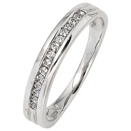 Jobo Damen Diamantring, 60, SI = kleine Einschl&uuml;sse, Diamanten Wei&szlig;gold 585, wei&szlig;, Diamanten, Wei&szlig;gold 585, Fingerringe, 585 Wei&szlig;gold mit 15 Diamanten