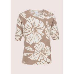 Madeleine Mode MADELEINE Damen Longpullover "Kaschmirpullover Druckpullover mit Bl&uuml;ten-Print", wei&szlig;, Modern, Gr. 48, Obermaterial: 100% Kaschmir WS., Pullover,