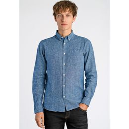 LINDBERGH Herren Leinenhemd "Leinenhemd Relaxed Fit", blau, Gr. XXL, Obermaterial: 55% Leinen, 45% Baumwolle, Hemden