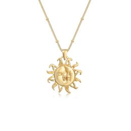 Elli Damen Kette mit Anh&auml;nger "Sonne Mond mit Kugelkette 925er Silber", 45, ohne Stein, Silber 925 (Sterlingsilber), L: 45, gold, Silber 925