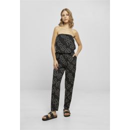 Urban Classics Damen Jumpsuit "Urban Classics Damen Ladies Viscose Bandeau Jumpsuit", schwarz-wei&szlig;, Gr. M, 100% Viskose, Overalls