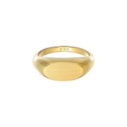 Elli Damen Fingerring "Siegelring Oval Glanz Geo Basic Trend 925 Silber", 58mm, ohne Stein, Silber 925 (Sterlingsilber), 2,1mm, gold, Silber 925