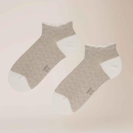 Kunert Damen Sneakersocken "Sneaker Summer Flower", Gr. 39, wei&szlig;, Obermaterial: 87% Baumwolle CO. 10% Polyamid PA. 3% Elasthan EL., Socken
