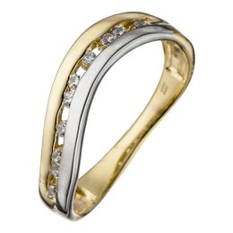 Jobo Damen Goldring, 50, Gelbgold 333 Wei&szlig;gold 333, gold, Gelbgold 333, Wei&szlig;gold 333, Fingerringe, 333 Gold bicolor mit 10 Zirkonia