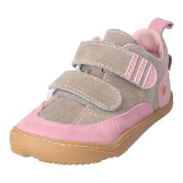 Barfu&szlig;schuh QNUFFS "Ahorn", Jungen, Gr. 33, tundra, mallow, Lederimitat, Veloursleder, kontrastfarbene Details, Schuhe Barfu&szlig;schuh, Klettschuh mit Nullsprenung, Gr&ouml;&szlig;enschablone zum Download