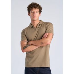 Poloshirt LINDBERGH "Poloshirt Relaxed Fit", Herren, Gr. S, stone 125, Obermaterial: 95% Baumwolle, 5% Elasthan, unifarben, l&auml;ssig geschnitten, V-Ausschnitt, Shirts