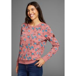 Kangaroos Damen Sweatshirt, lila, Gr. 32, gebl&uuml;mt, Interlock, Obermaterial: 100% Baumwolle, Sweatshirts, Langarm, l&auml;ssiger Schnitt, gebl&uuml;mtes Muster,