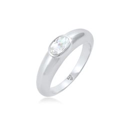 Elli Damen Fingerring "Bandring Zirkonia Oval Solit&auml;r 925 Sterling Silber", 52mm,mit Steinen, Silber 925 (Sterlingsilber), silber, Silber 925