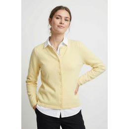 Only Damen Strickjacke "ONLLOYAL LIFE LS O-NECK BUT CAR KNT NOOS"sunlight detail:melange, Gr. XS, meliert, Strick, Obermaterial: 80% Polyester, 20%