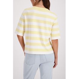 monari Damen Sweatshirt "Sweatshirt Basic Ringel", gelb, Gr. 44, geringelt, Sweatware, Obermaterial: 83% Viskose, 14% Polyester, 3% Elasthan,
