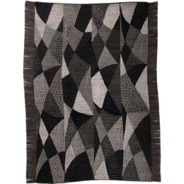 Teppich Die Hauskunst, B:120cm H:4mm L:200cm, grau, Baumwolle, Jute, Wohnzimmer, Teppiche, "Chiya Tiama 1", Flachgewebe, handgewebt, mit Fransen