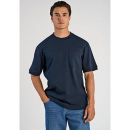 LINDBERGH Herren Langarmshirt "T-Shirt (Langarm) Oversize Fit", blau, Gr. XXL, unifarben, Obermaterial: 85% Baumwolle, 15% Polyester, Shirts