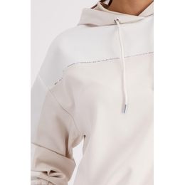 monari Damen Kapuzensweatshirt "Sweatshirt Colorblock + Schmuck", beige, Gr. 42, unifarben, Sweatware, Obermaterial: 55% Polyester, 38% Viskose, 7%