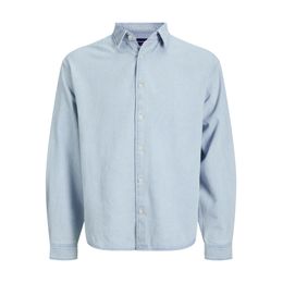 Jack & Jones Kinder Langarmhemd "JORNORREBRO DENIM SHIRT LS JNR"light blau denim, Gr. 140, JACK & JONES JUNIOR, unifarben, Web, Obermaterial: 100% Baumwolle,