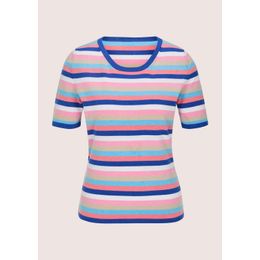 Madeleine Mode MADELEINE Damen Longpullover "Glattstrickpullover Viskosepullover mit Streifen-Muster", blau, Modern, Gr. 44, Obermaterial: 46% Modal CMD. 40%