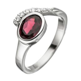Jobo Damen Silberring, 56, Silber 925 (Sterlingsilber), silber, Silber 925 (Sterlingsilber), Fingerringe, 925 Silber mit Granat und 7 Zirkonia