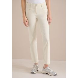 Comfort-fit-Jeans Cecil, Damen, Gr. 25, L&auml;nge 30, pearl beige, Jeans, 78% Baumwolle, 21% Polyester, 1% Elasthan, unifarben, lang, Jeans, High Waist