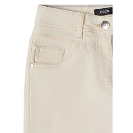 Comfort-fit-Jeans Cecil, Damen, Gr. 27, L&auml;nge 28, pearl beige, Jeans, 78% Baumwolle, 21% Polyester, 1% Elasthan, unifarben, lang, Jeans, High Waist