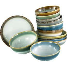 Creatable Schale "Cascade, Bowl Set 12-tlg", bunt, Sch&uuml;sseln, Rekativglasur, Healthy Food