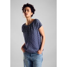 Street One Damen Shirttop, blau, Gr. 40, bedruckt, Obermaterial: 95% Viskose, 5% Elasthan, Tops, mit All-Over Print