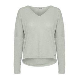 oxmo Damen Strickpullover "Strick-V-Pullover OXKatla", grau, Gr. S, Obermaterial: 58% Viskose LENZING ECOVERO CV LenzEcov. 42% Polyester PES.,