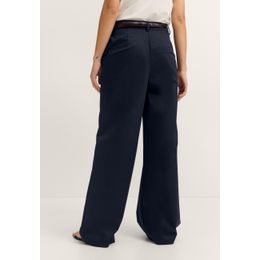 Bugatti Damen Chinohose, blau, Gr. 40, unifarben, 55% Baumwolle, 42% Polyester, 3% Elasthan, Hosen, mit weitem Bein aus Stretch-Baumwolle