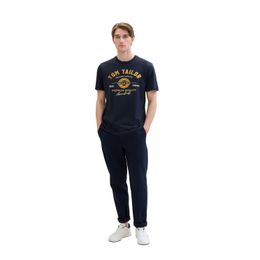 Tom Tailor Herren T-Shirt, blau, Gr. XL, bedruckt, Single Jersey, Obermaterial: 100% Baumwolle, Shirts, mit gro&szlig;em Logofrontprint