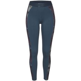 active by Lascana LASCANA ACTIVE Damen Leggings, blau, Gr. M, unifarben mit Farbeinsatz, Jersey, Obermaterial: 95% Baumwolle, 5% Elasthan, Hosen, mit seitlichen