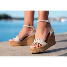 Lascana Damen Sandalette "Sommerschuh, offener Schuh, Sandale, Keilsandalette", Gr. 41, beige, Obermaterial: 50% Rindsleder, 50% Ziegenleder.