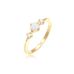 Elli Damen Fingerring "Opal Rund Trio Vintage 925er Silber", 54mm,mit Steinen, Silber 925 (Sterlingsilber), 1,5mm, gold, Silber 925 (Sterlingsilber),