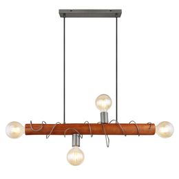 Globo LIGHTING H&auml;ngeleuchte "ALICE", grau, 1 Stk., Leuchten, H&auml;ngelampe/Holz/Kabel um Holz gewickelt/grau, H&auml;ngeleuchte