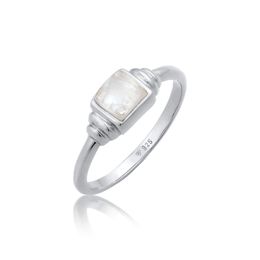 Elli Premium Damen Fingerring "Mondstein Quadrat Vintage 925 Silber", 56mm,mit Steinen, Silber 925 (Sterlingsilber), 2,8mm, silber, Silber 925