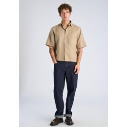 LINDBERGH Herren Kurzarmhemd "Freizeithemd (Kurzarm) Regular Fit", beige, Gr. XXL, Obermaterial: 70% Baumwolle, 30% Polyester, Hemden