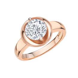 ZEEme Damen Fingerring "Silber 925 ros&eacute;-vergoldet mit wei&szlig;e Zirkonia-Stein 8mm", 058 (18,5), Silber 925 (Sterlingsilber), rot, Silber 925