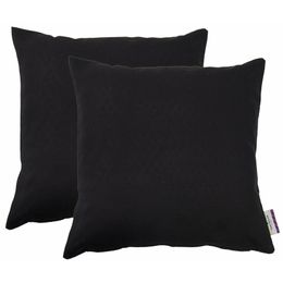 Dekokissen Tom Tailor HOME, B:48cm L:48cm, schwarz, Baumwolle, Dekokissen_Sitzkissen_Kissenh&uuml;llen, "Dove", unifarben, Kissenh&uuml;llen ohne F&uuml;llung, 2er