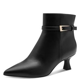 Marco Tozzi Damen Stiefelette, Gr. 38schwarz, Lederimitat, unifarben, Schuhe, Abendschuh, Partyschuh mit goldfarbener Zierschnalle
