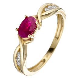 Jobo Damen Goldring, 50, Gelbgold 333, gold, Gelbgold 333, Fingerringe, 333 Gold mit Rubin und Zirkonia